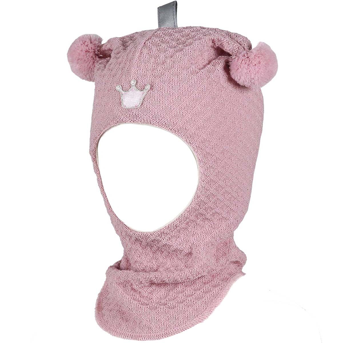 Kivat balaclava med struktur og krone, Pudderrosa - DressMyKid AS